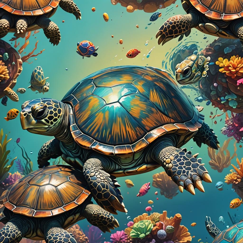 a turtle with blinders made of digital services like mobile and tablet ...