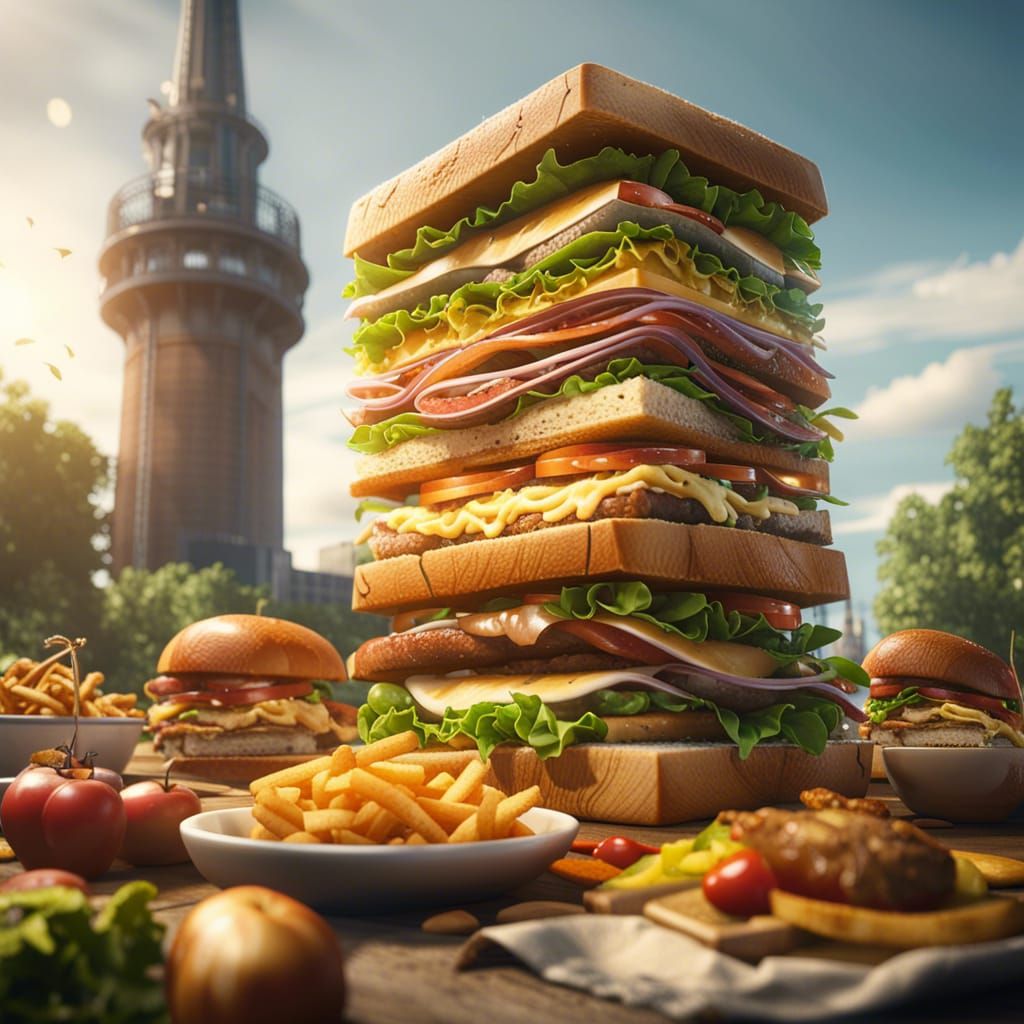 giant sandwich - AI Generated Artwork - NightCafe Creator
