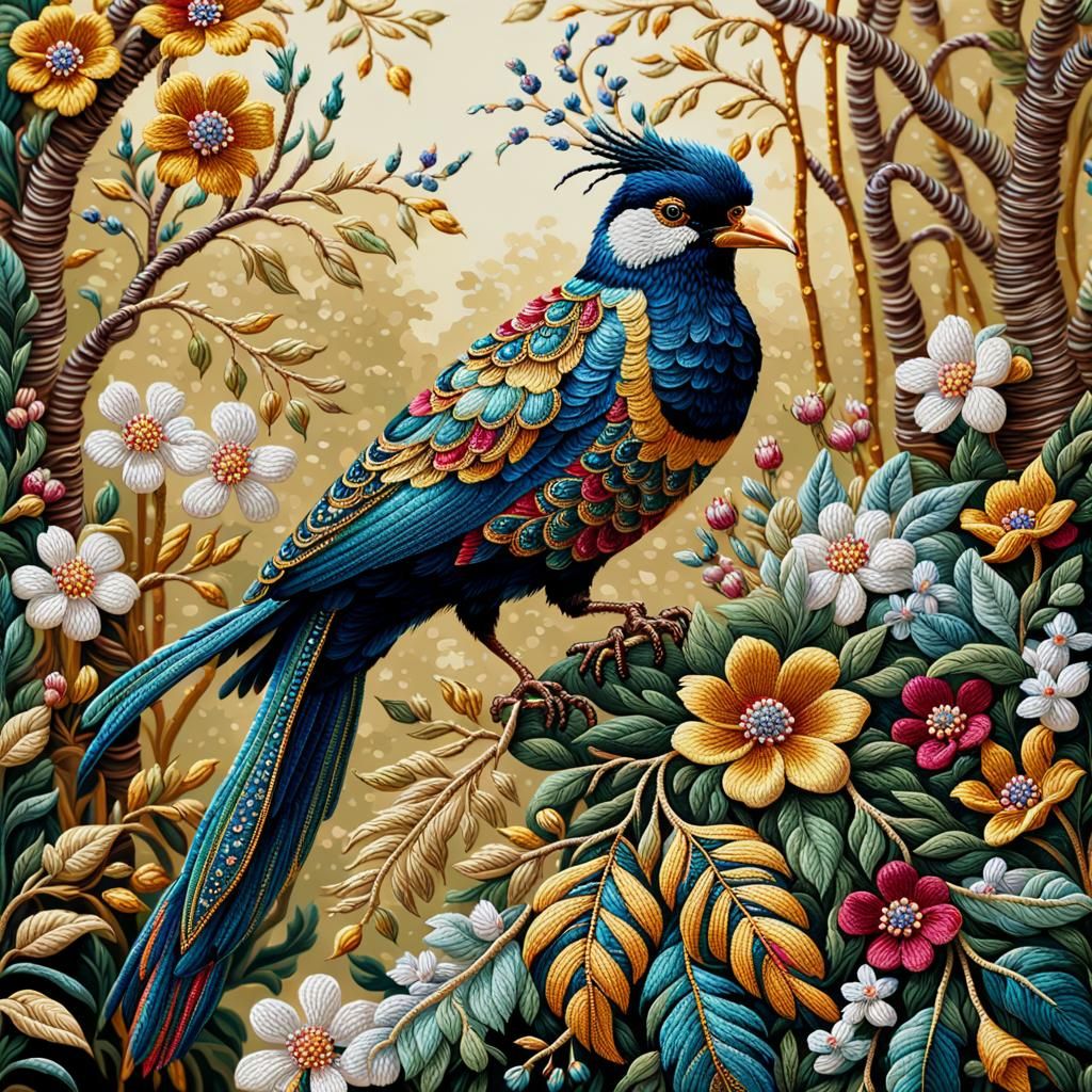 Bejewelled needlework art, - Bejewelled needlework art,