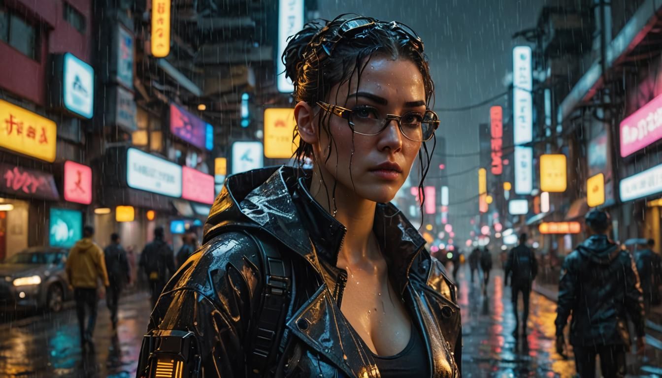 Cyberpunk woman in the rain. - AI Generated Artwork - NightCafe Creator
