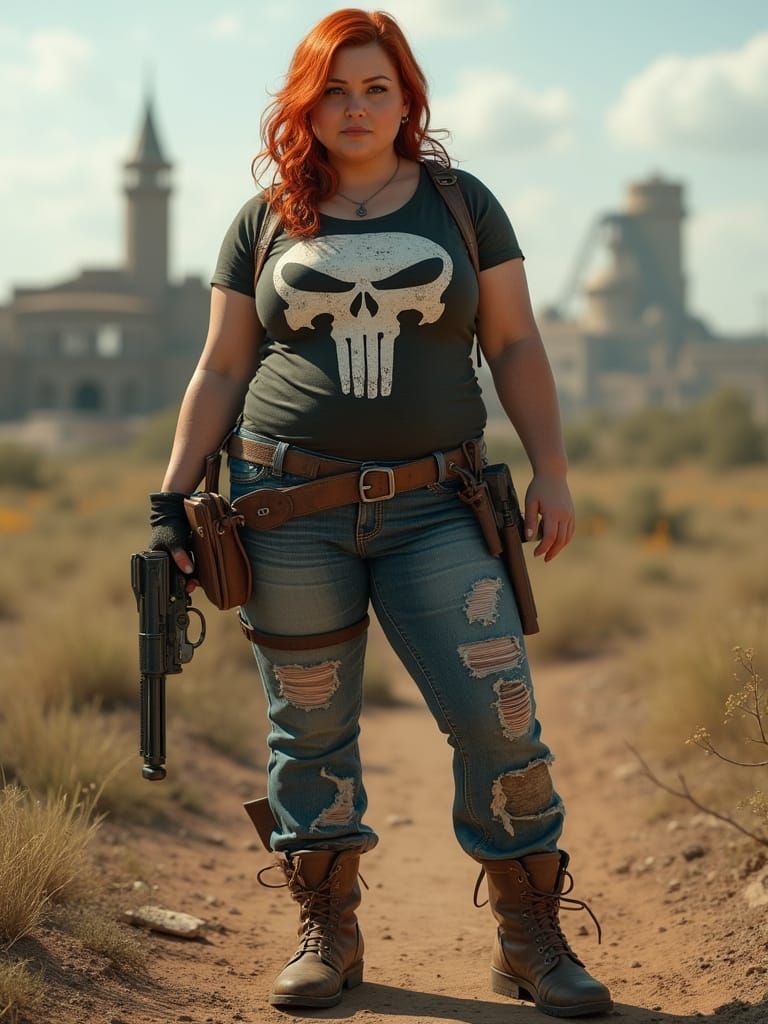 Ginger NCR Trooper in Gritty Post-Apocalyptic Wast... - AI Art