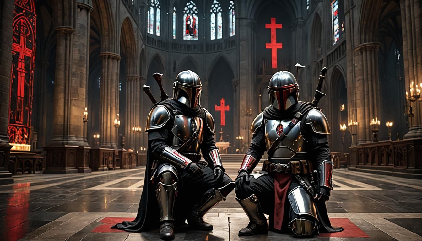 Mandalorian as a Knight Templar - AI Generated Artwork - NightCafe Creator