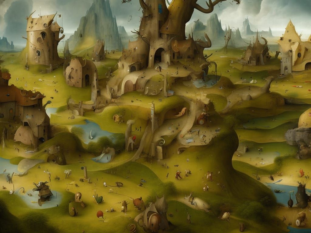 Hieronymus Bosch Landscape - AI Generated Artwork - NightCafe Creator