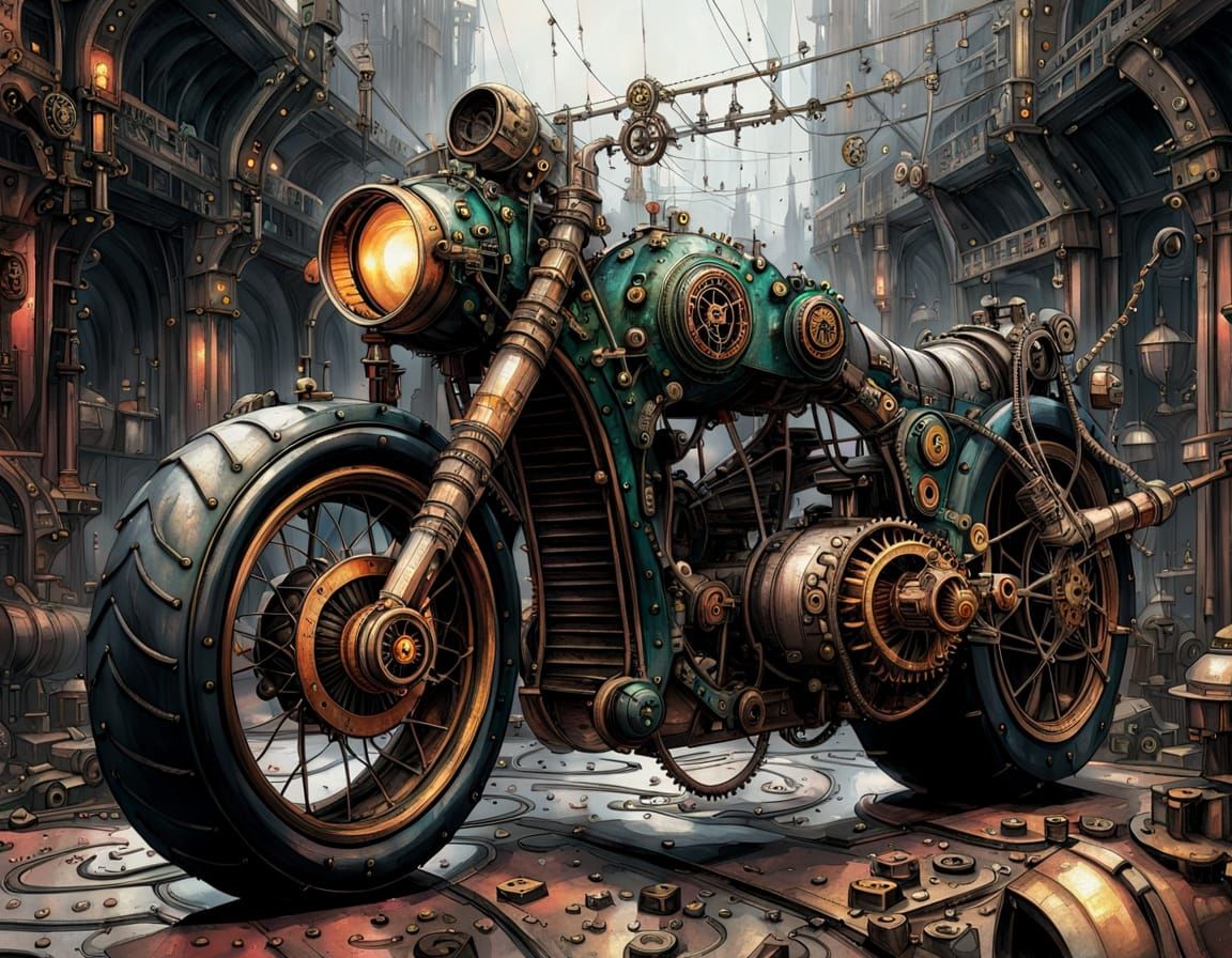 Steampunk Celtic Lord Rides Amidst Whirlwind of Ge... - AI Art