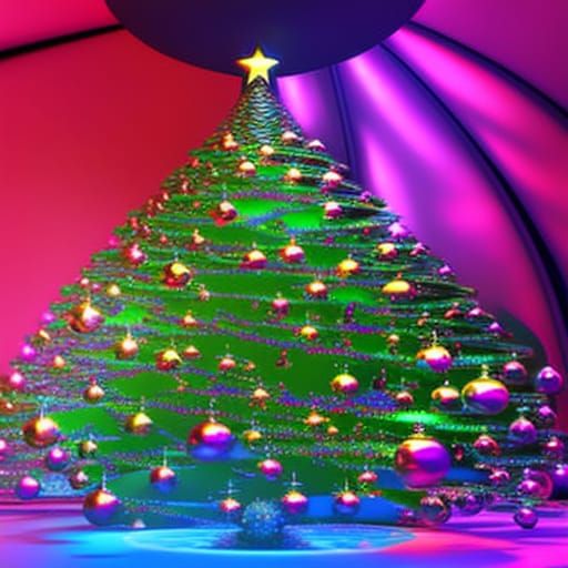 Psychedelic Christmas tree... - AI Generated Artwork - NightCafe Creator