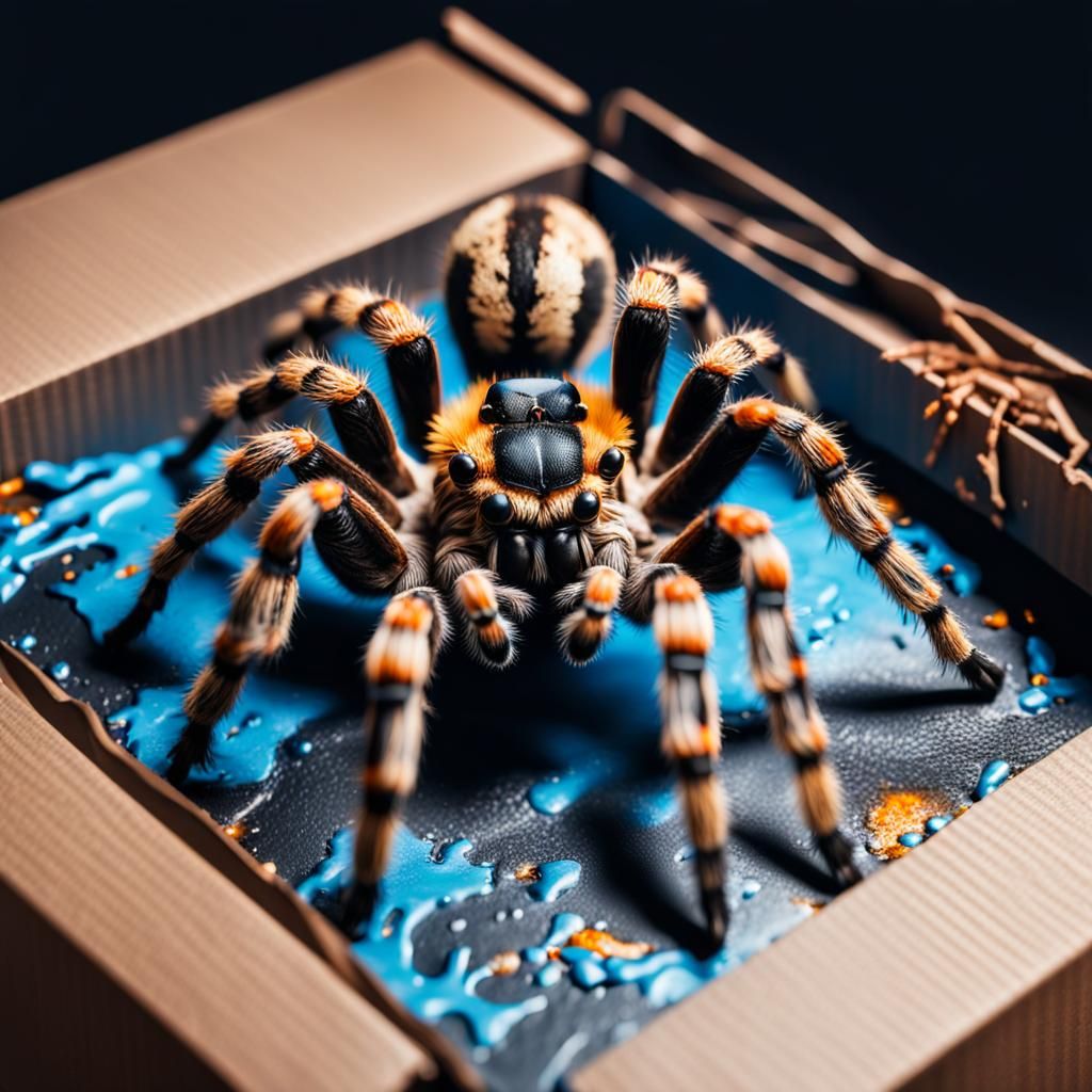 A tarantula in a box macro photo close up 8k resolution concept art ...
