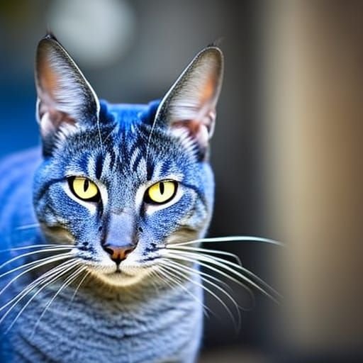 A blue cat, deep colour, full of detail - AI Generated Artwork ...