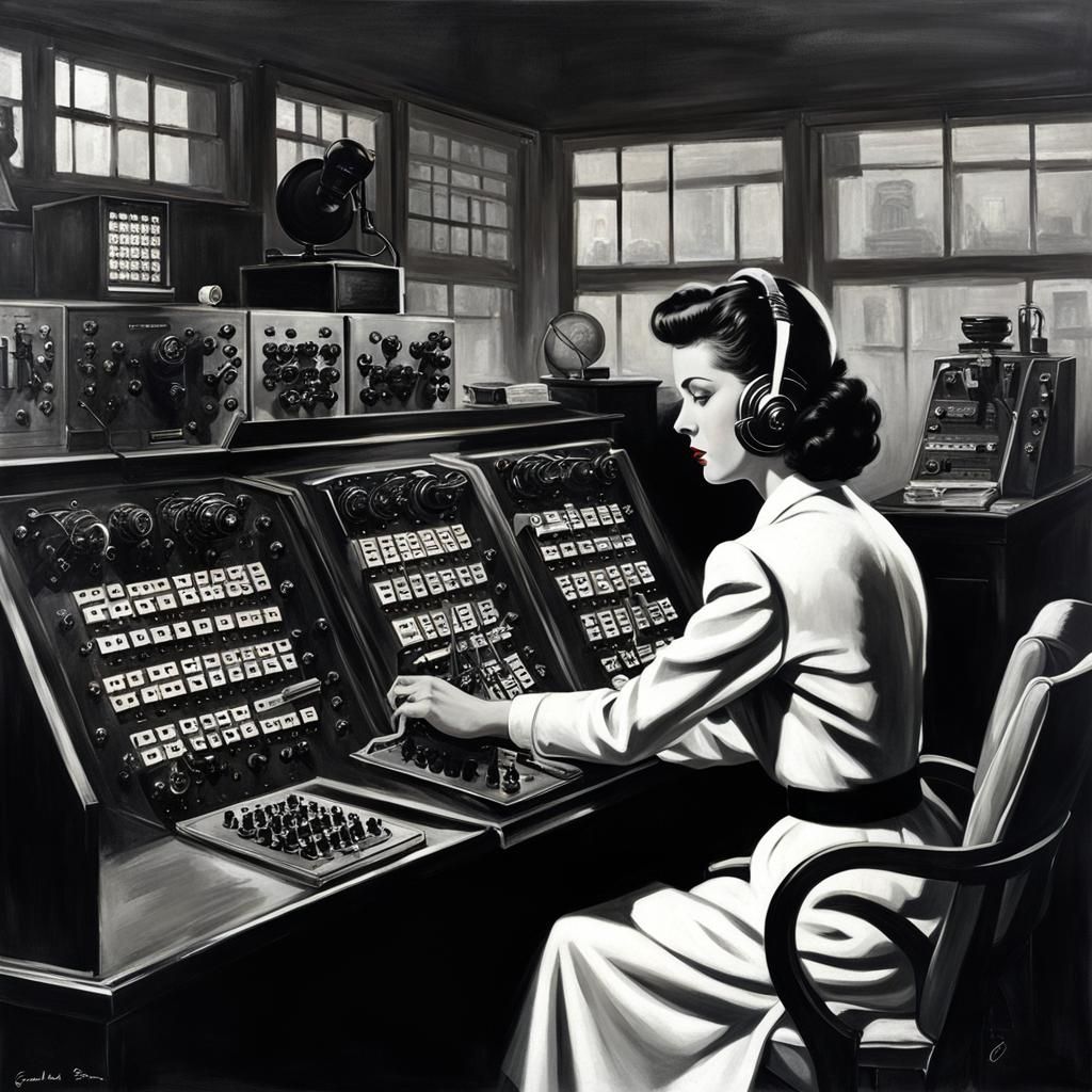 stunningly beautiful 1950s switchboard operator room Gerald Brom ...