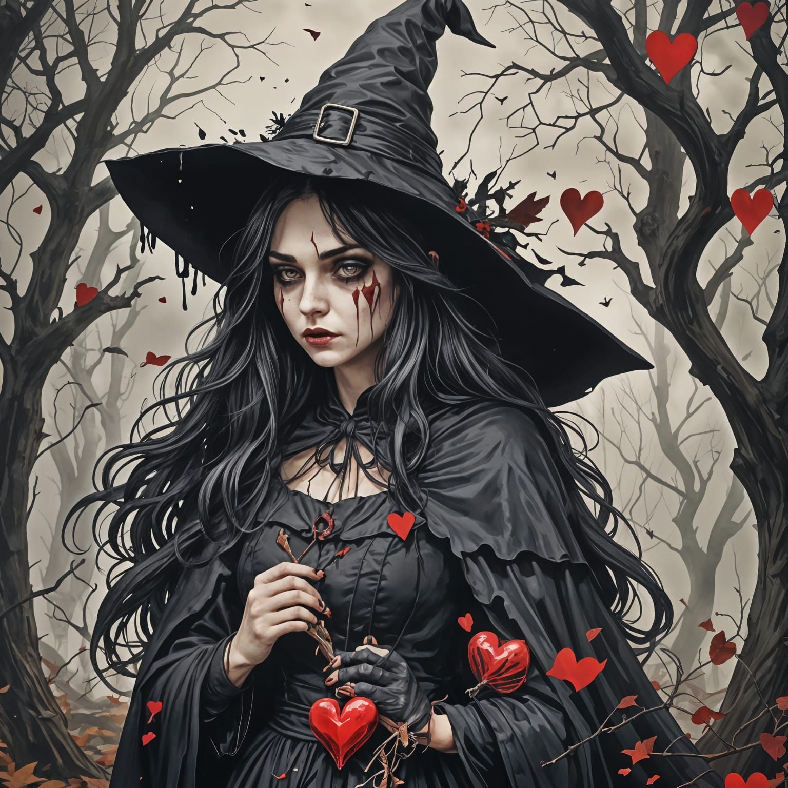 Broken hearted witch - AI Generated Artwork - NightCafe Creator