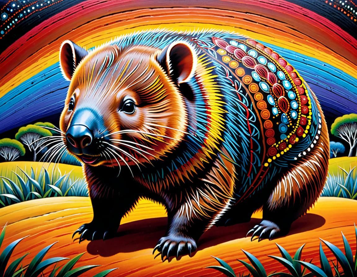 Aboriginal art inspired wombat painting - AI Generated Artwork - NightCafe Creator