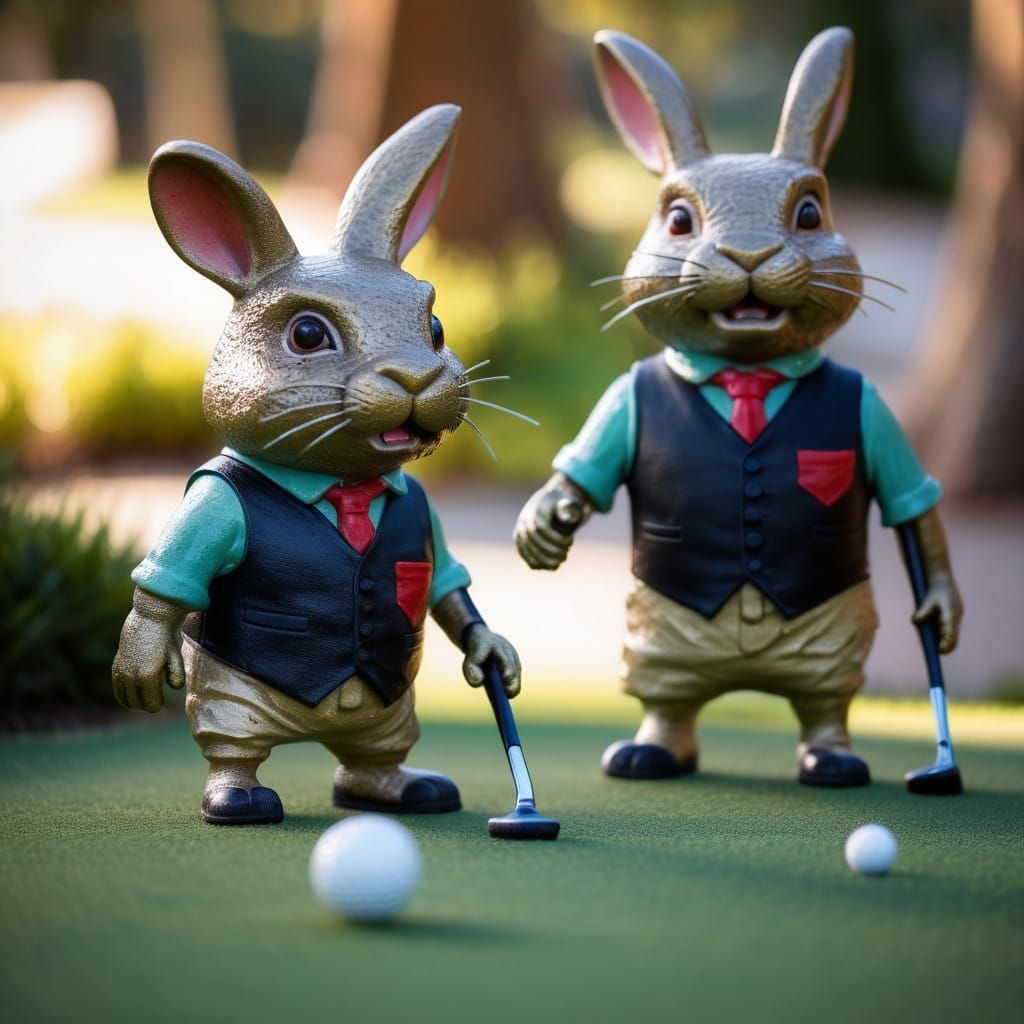 Rabbits Playing Mini Golf II - Rabbits Playing Mini Golf II
