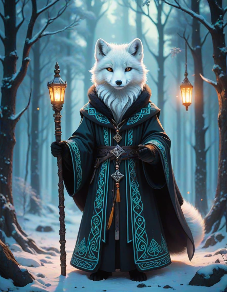 Arctic Fox Mage - Anime-Style Arctic Fox Priest with Celtic ...