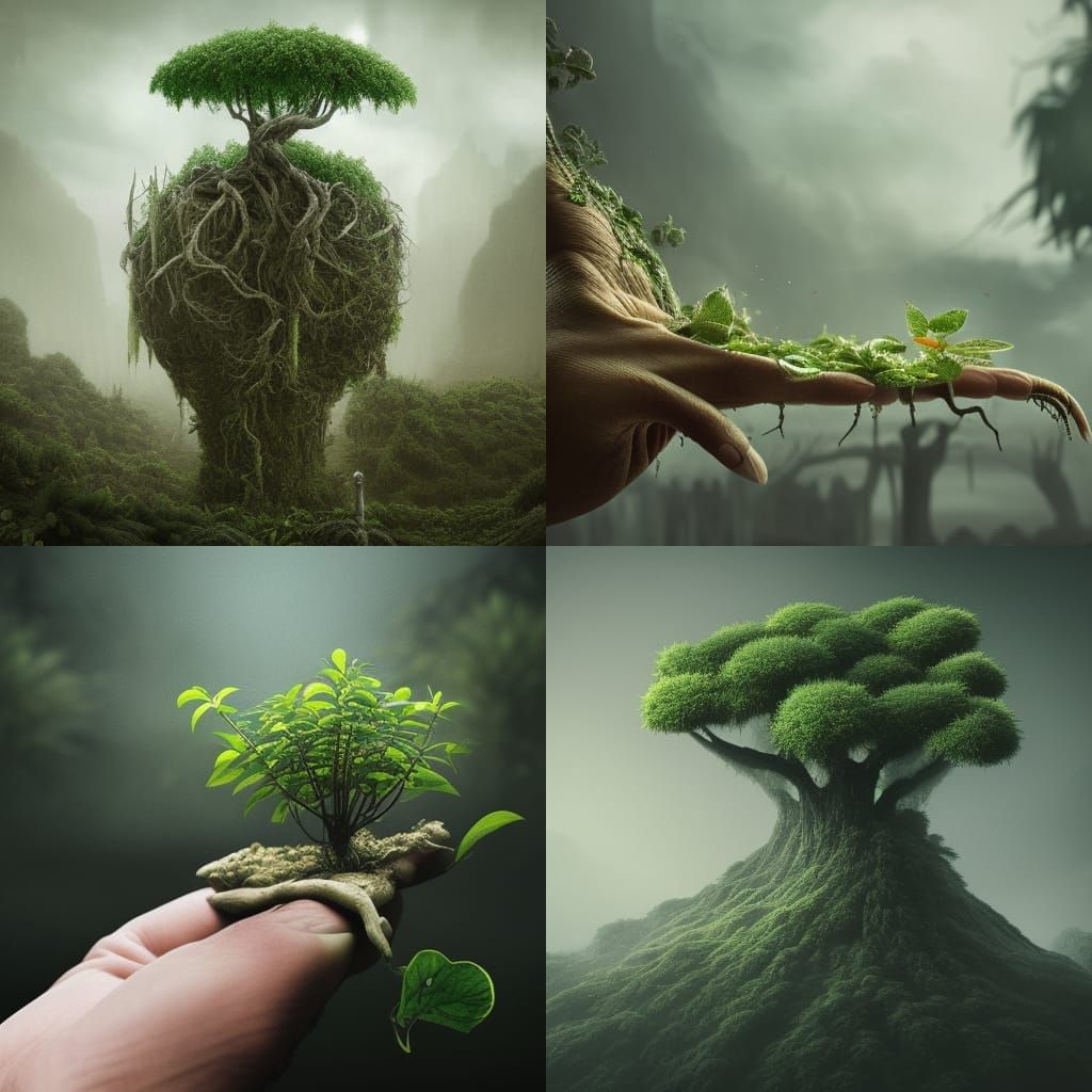 plant growing from hand Epic cinematic brilliant stunning intricate ...