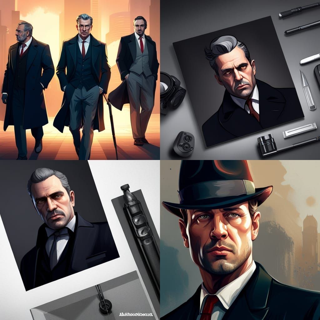 Mafia guys in black coat - AI Generated Artwork - NightCafe Creator