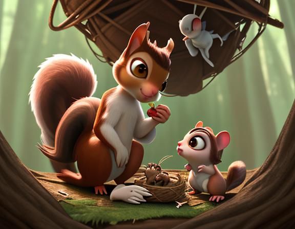 Squirrels - 3D-style - AI Generated Artwork - NightCafe Creator