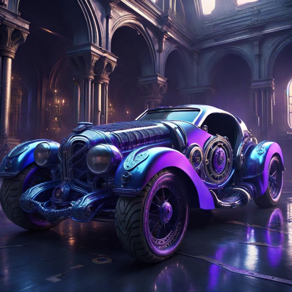 steampunk blue violet duo chrome color hotrod - AI Generated Artwork ...