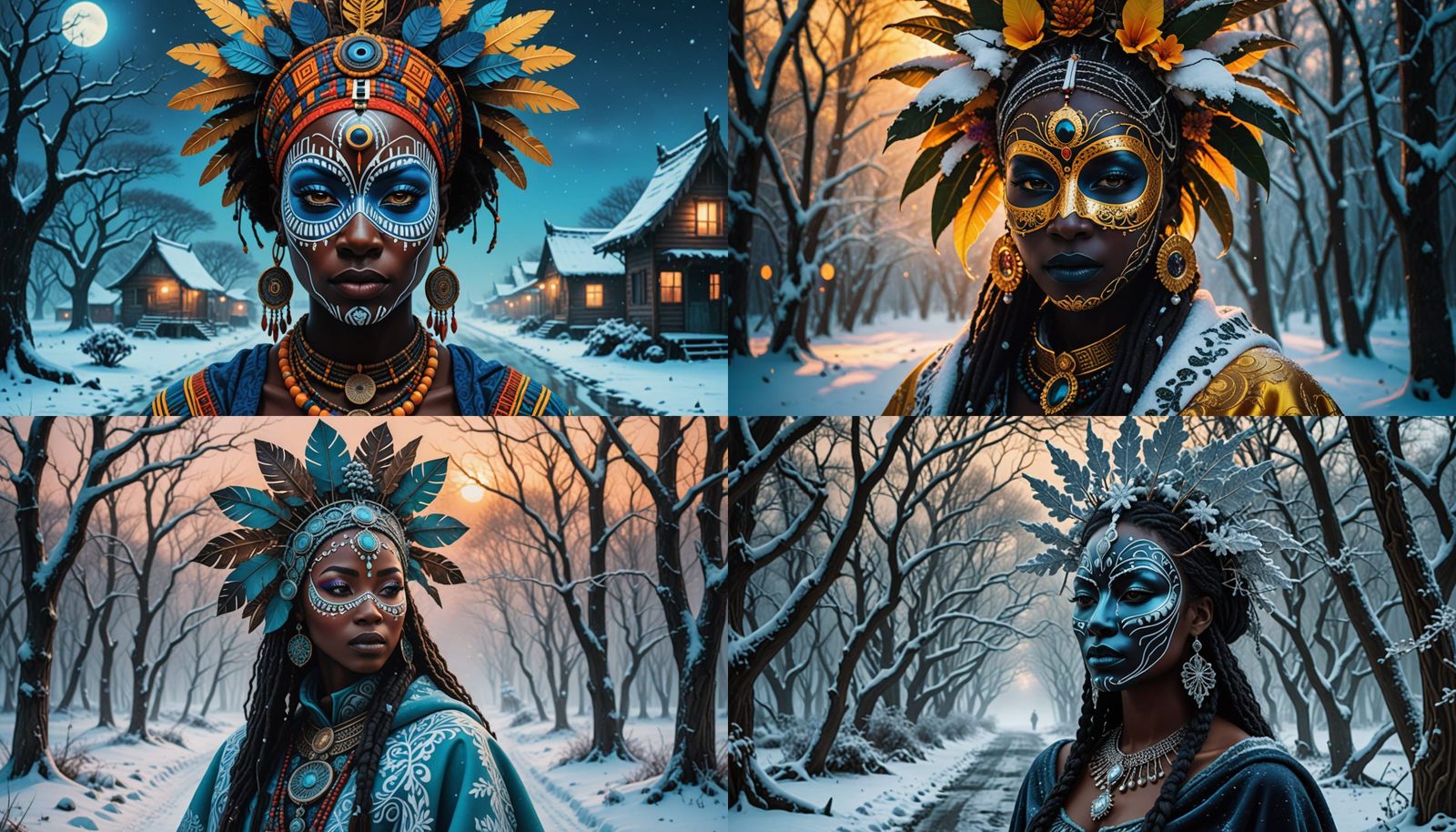 An awe-inspiring lady donning traditional African voodoo mask ...