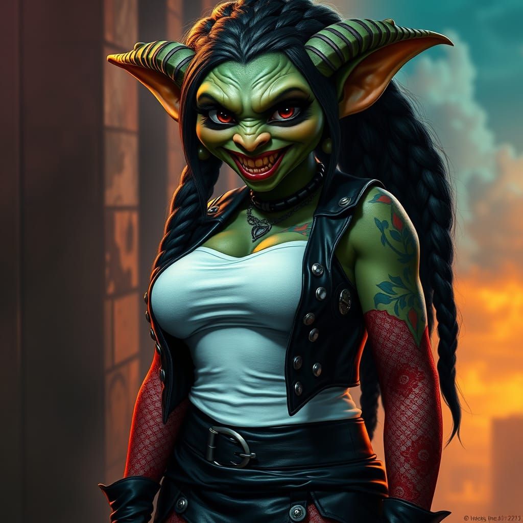 Gothic Goblin Goddess in Hyperrealistic Style - AI Art