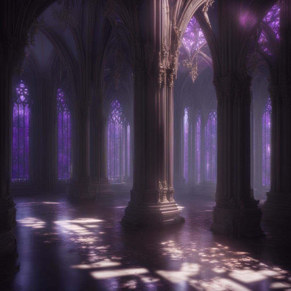 Inside of Gothic temple made of amethyst& amethyst crystal vibes ...