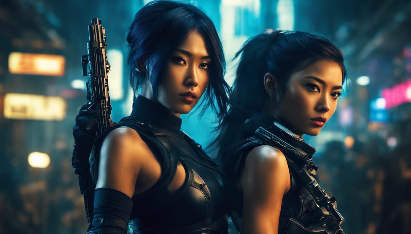 Fighting Girls - AI Generated Artwork - NightCafe Creator