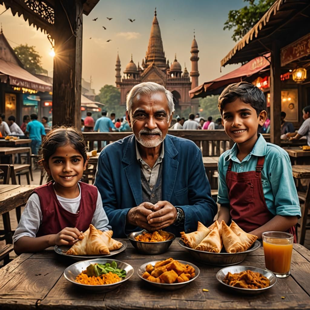 Eating... Samosas in Delhi - AI Generated Artwork - NightCafe Creator