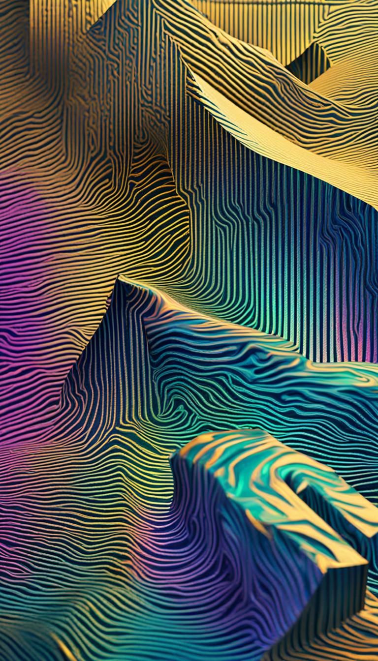 vaporwave holographic layers abstraction with zebra print gold metallic ...
