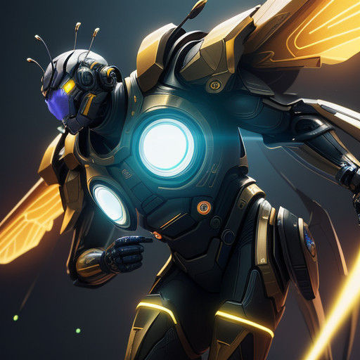 Futuristic Bee in Shining Hive - AI Art