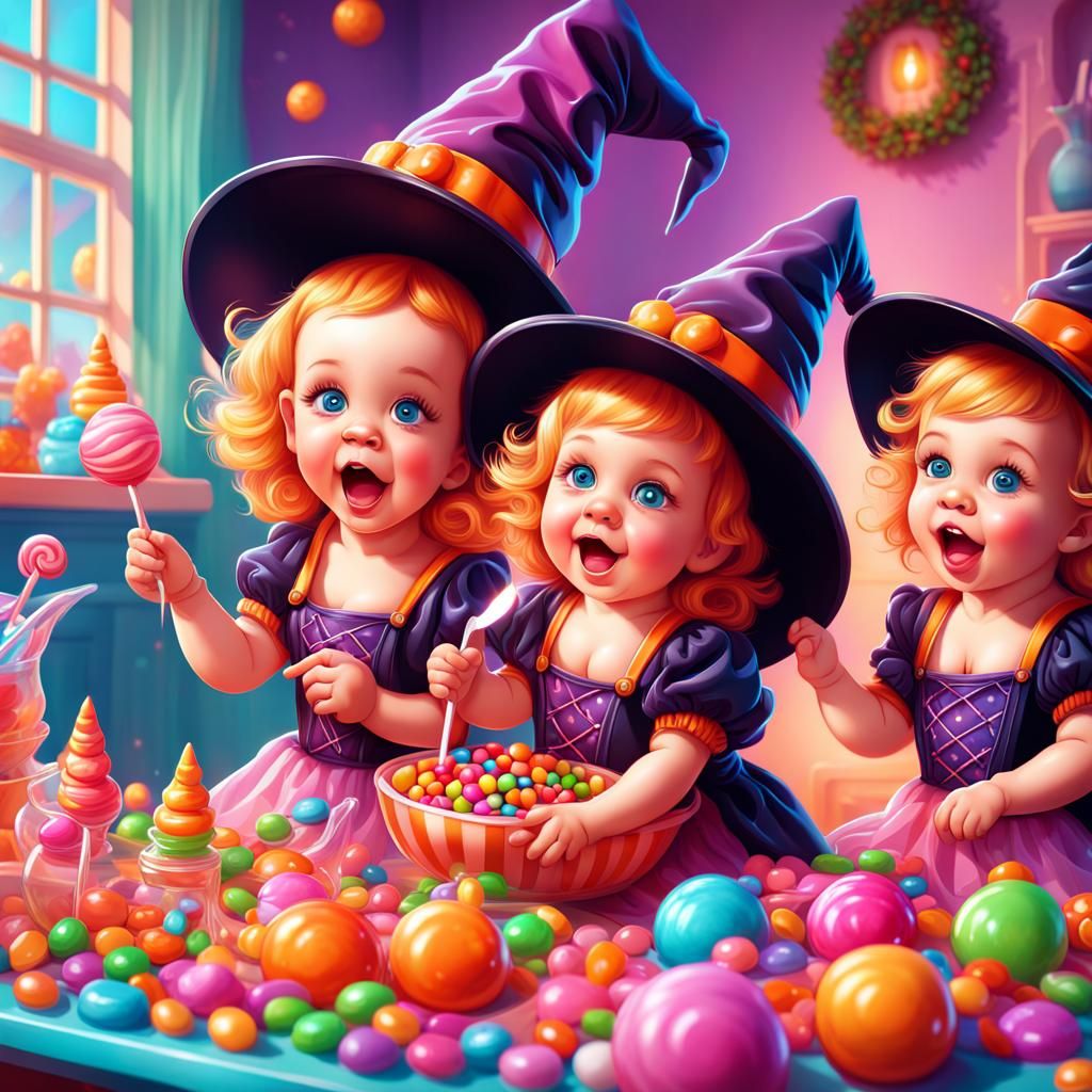 Very Happy Detailed Breathtaking Beautiful Stunning Baby Witches in a ...