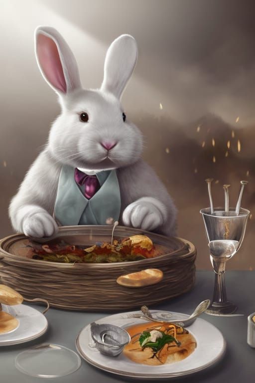 a cute bunny in a suit - AI Generated Artwork - NightCafe Creator