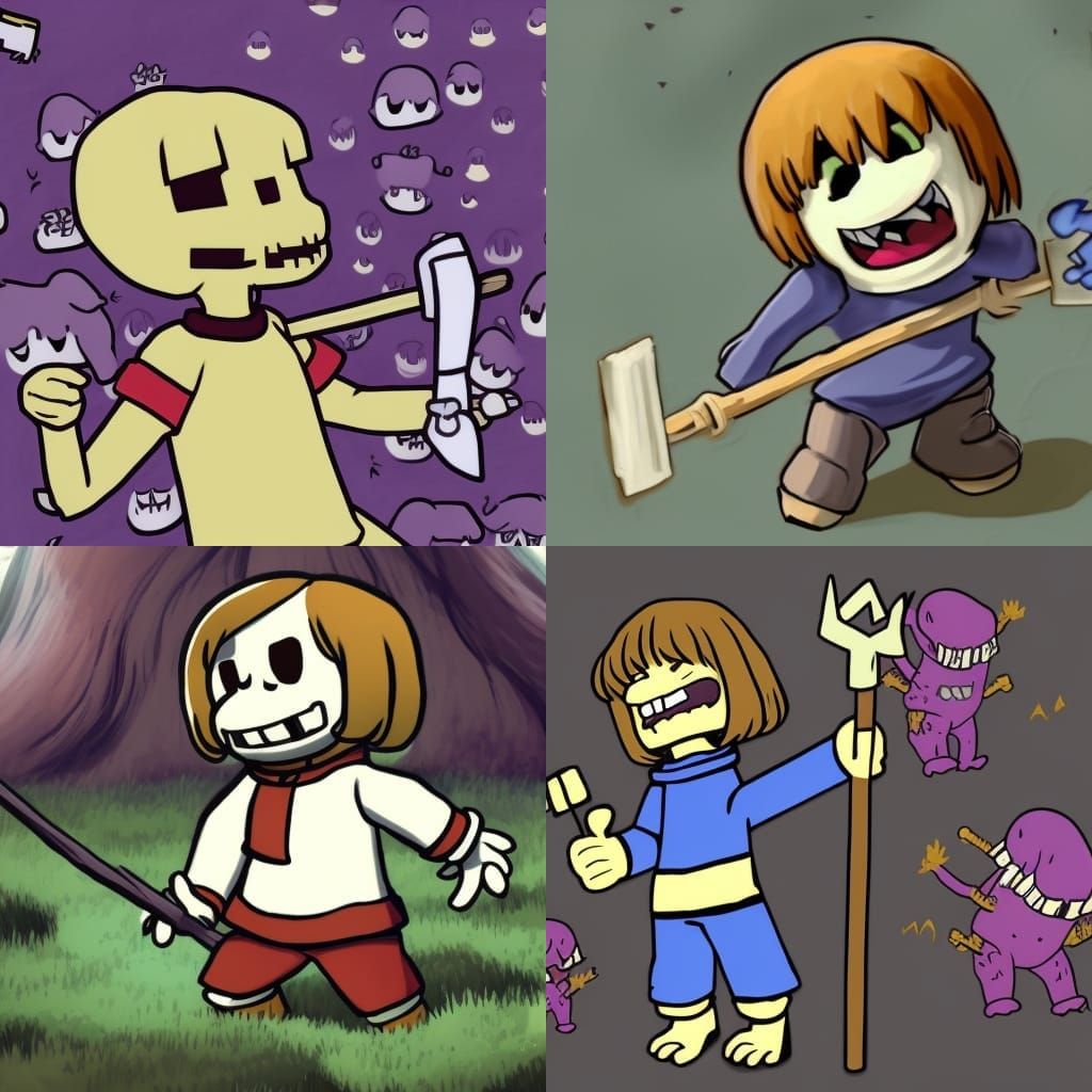 Realistic Undertale Frisk holding a stick surrounded by a wave of ...