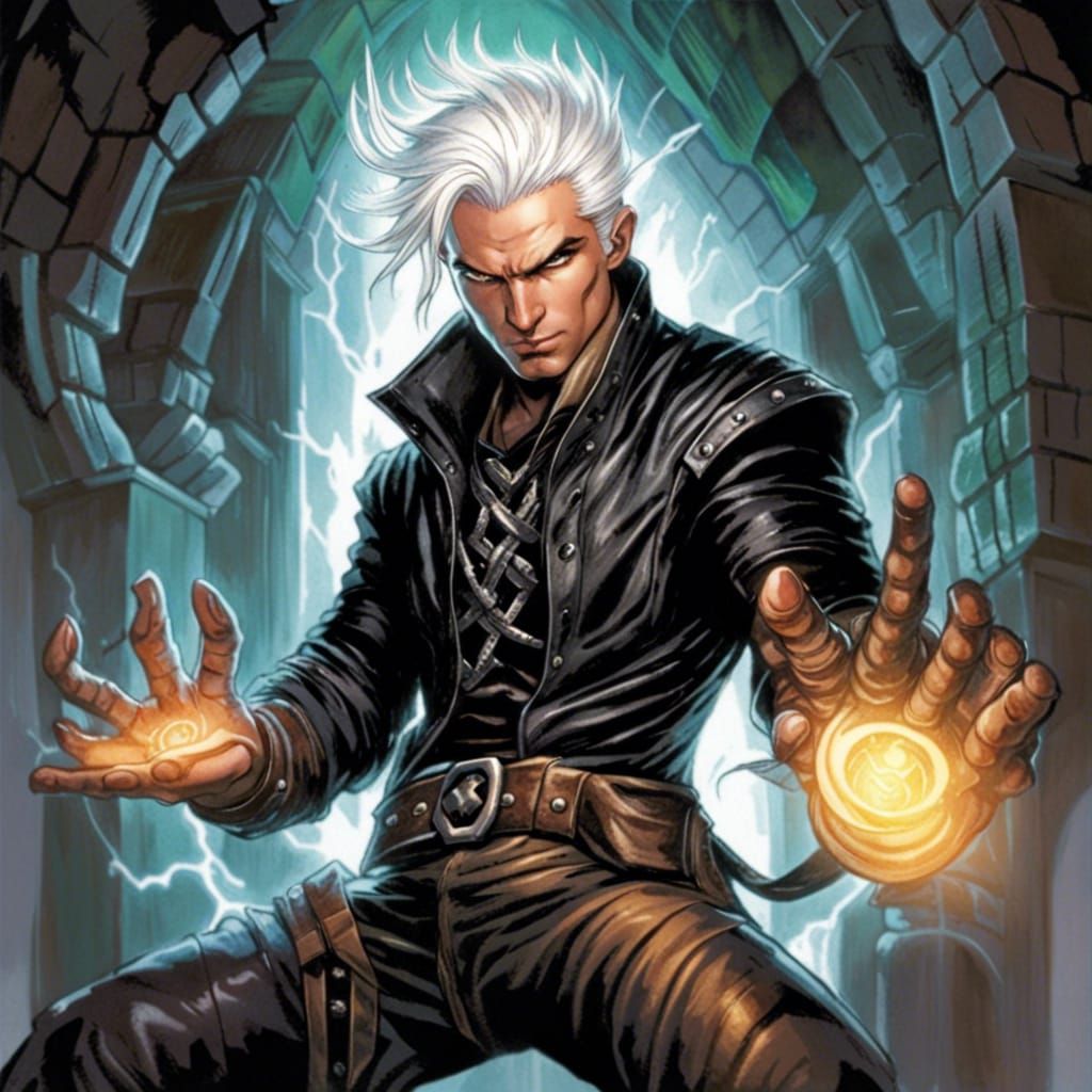 D&D Male Rogue with Psychic Energy, Comic Book Art - AI Art