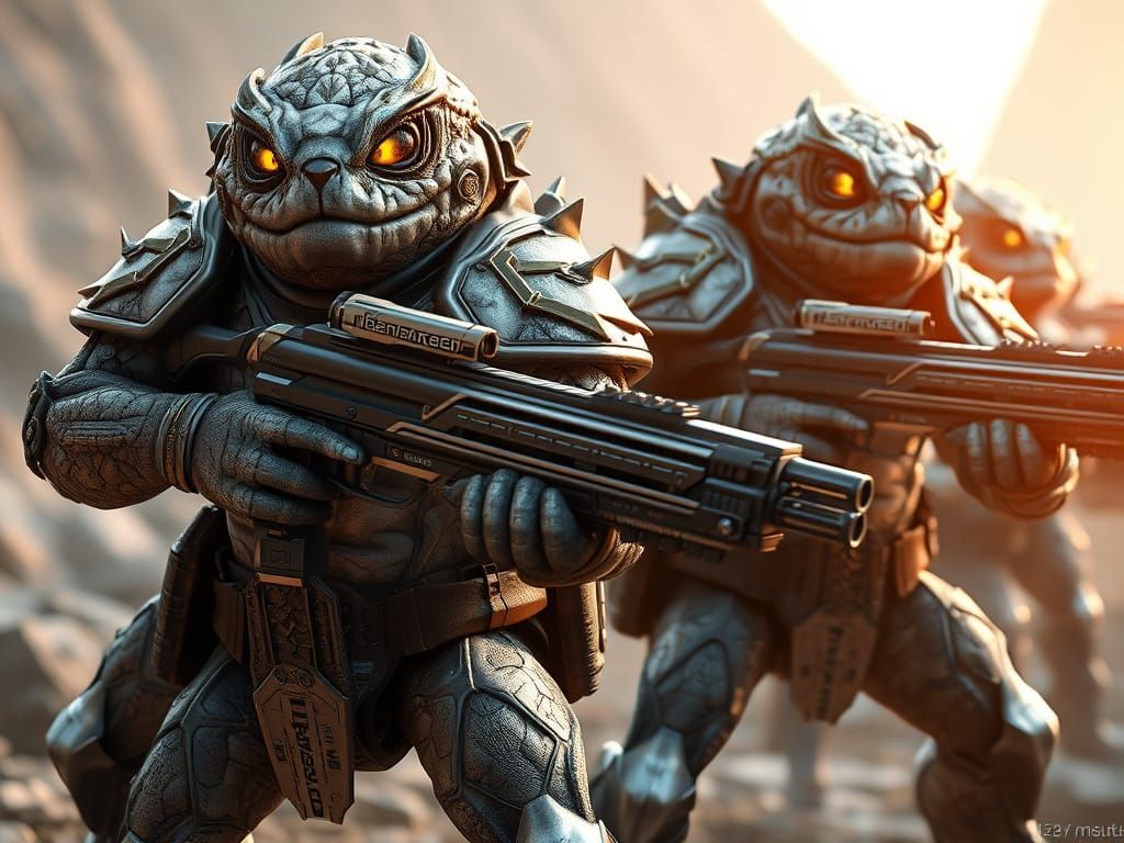 the toad troops. - Chiseled Toad Warriors in Metallic Armor