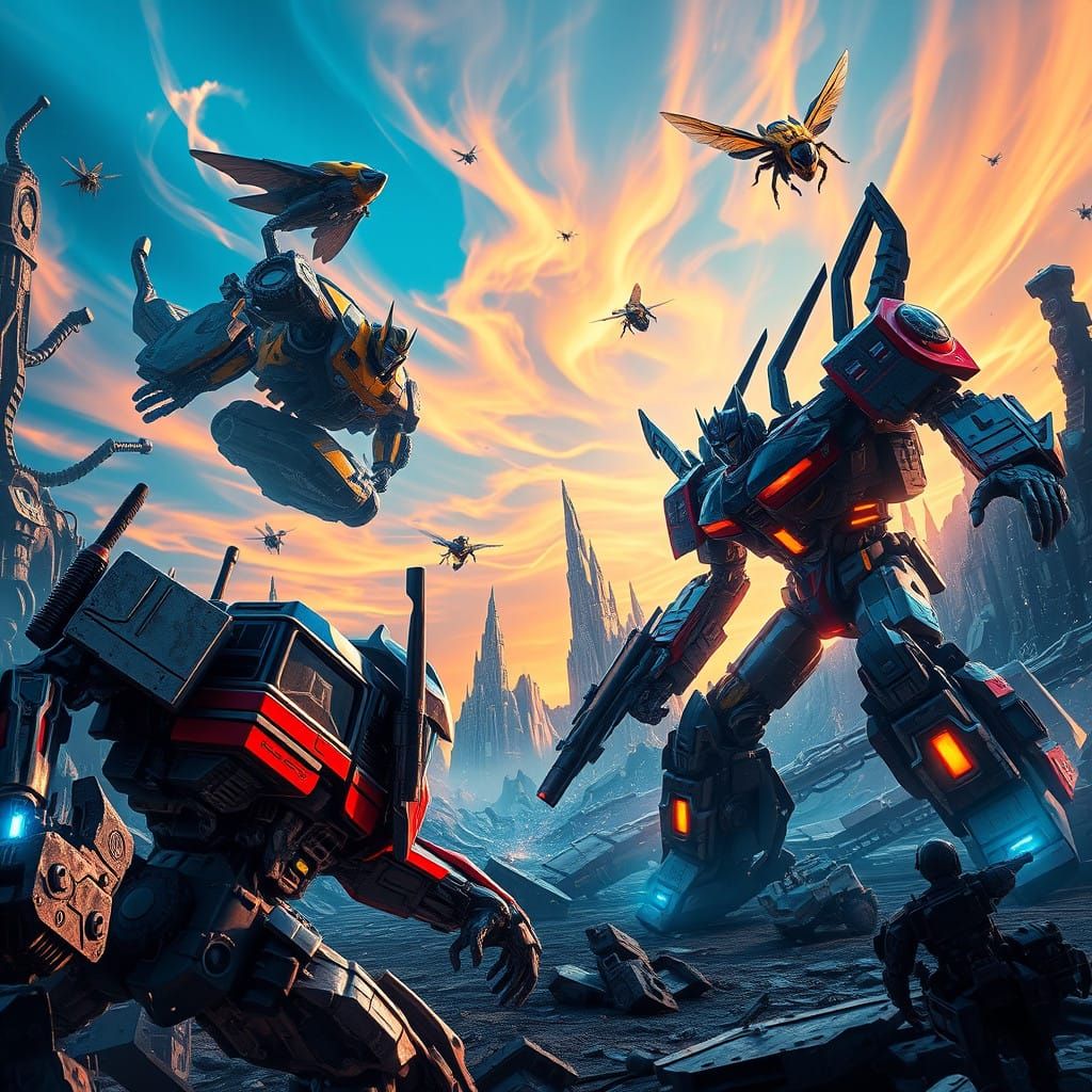 Cyberpunk War on Cybertron: Epic Battle of Autobot... - AI Art