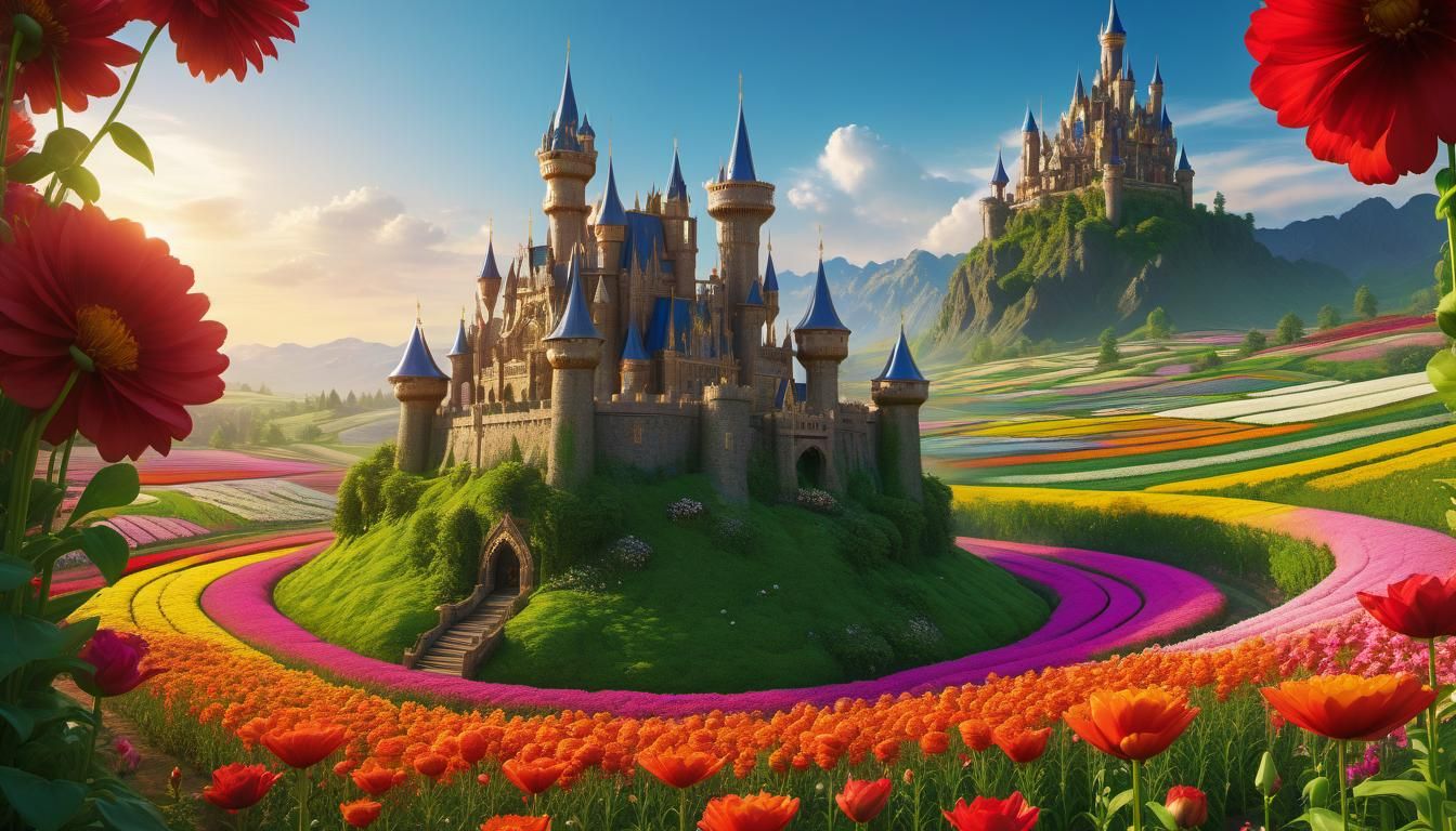 Majestic Flower Castles and Flower Fields - AI Generated Artwork ...
