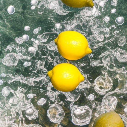 Lemons floating in a crystal clear ocean - AI Generated Artwork ...