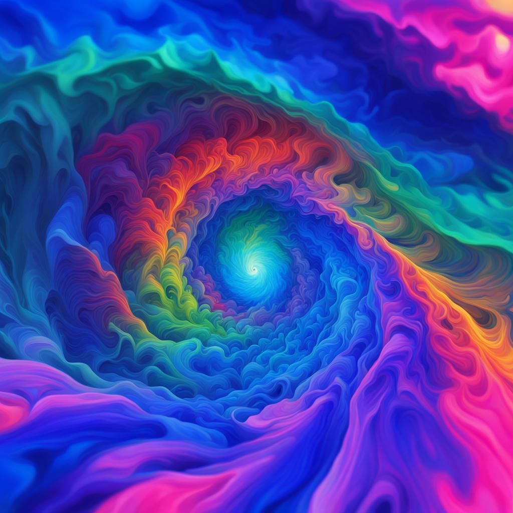 Beautiful surreal painting with rainbow colors& multi chromatic vibes ...