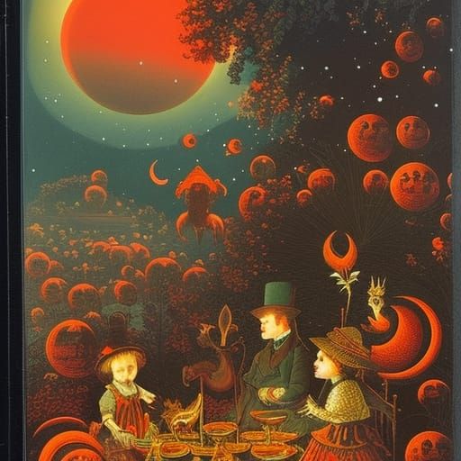 Under a Full Red Moon XX - AI Generated Artwork - NightCafe Creator