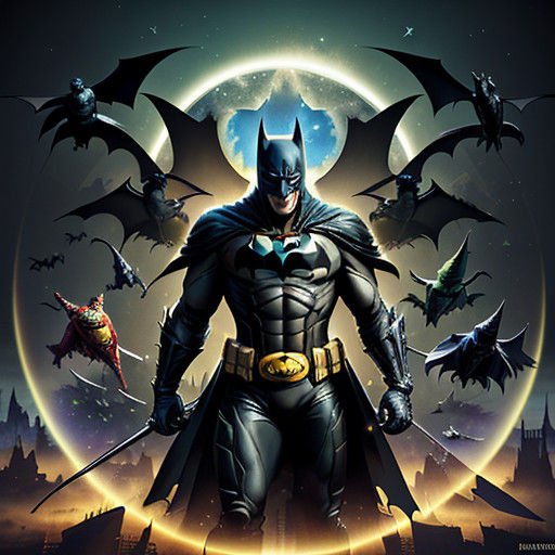 Retrofuturistic Batman in an Enchanted Bioluminesc... - AI Art