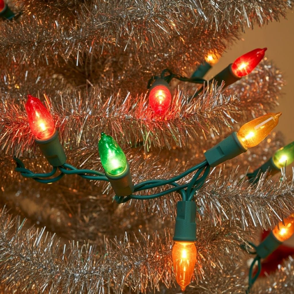 C9 lights - Vintage Christmas Tree with Colorful C9 Lights