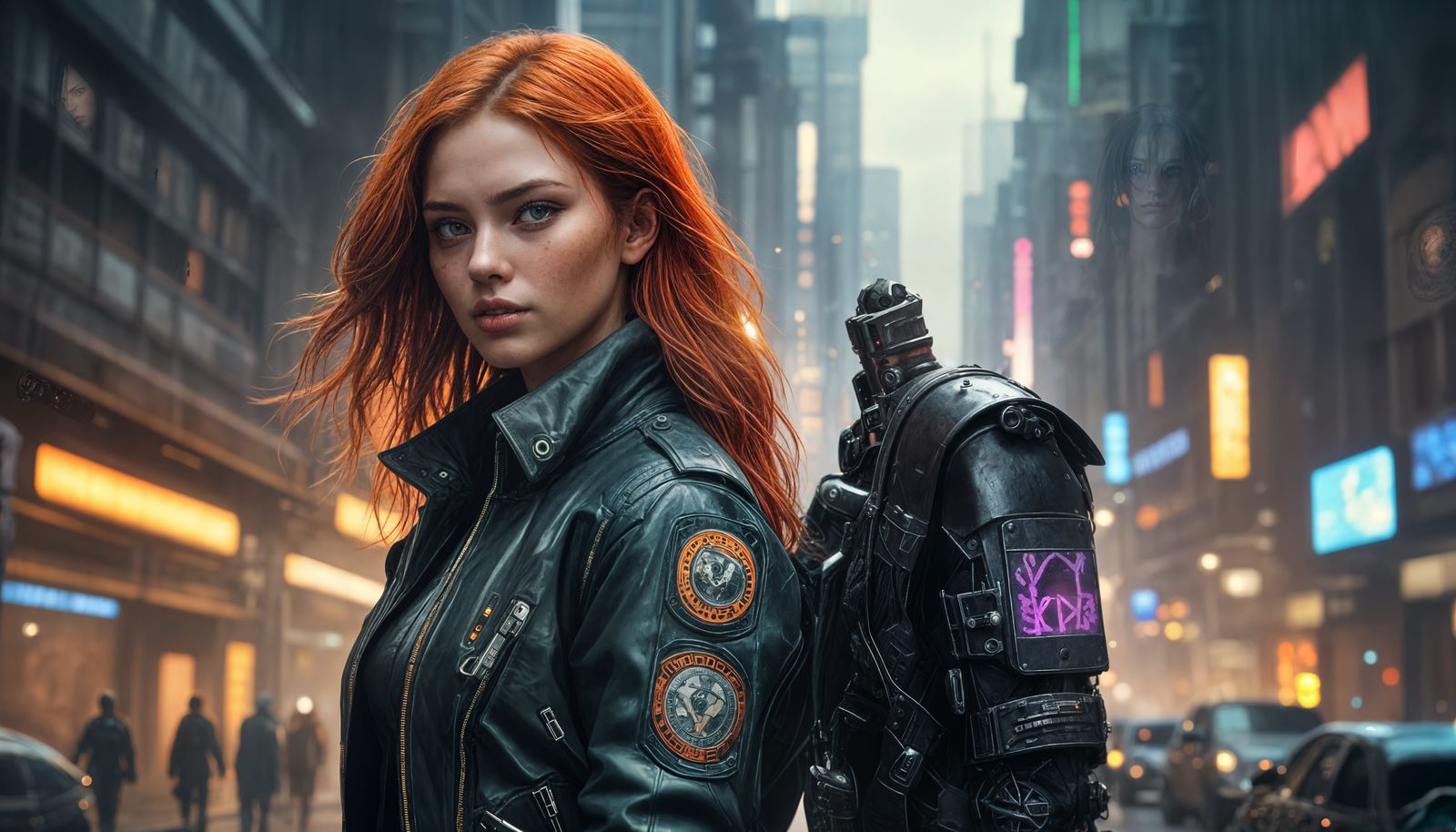 Cyberpunk Goddess Rides Futuristic Motorcycle - AI Art