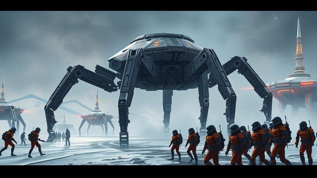 Spider Walker Invading a Winter Wonderland