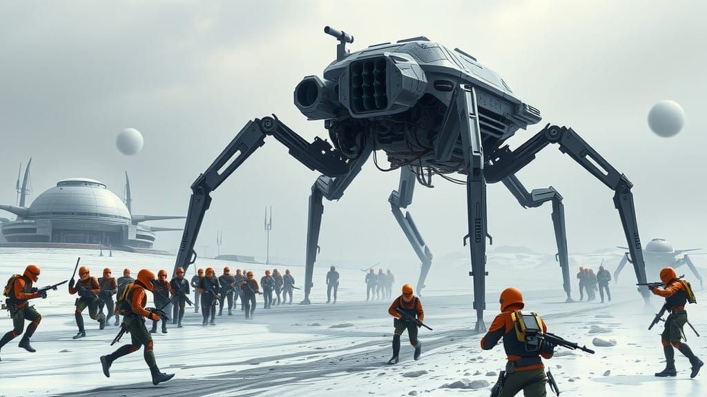 Spider Walker Invading a Winter Wonderland