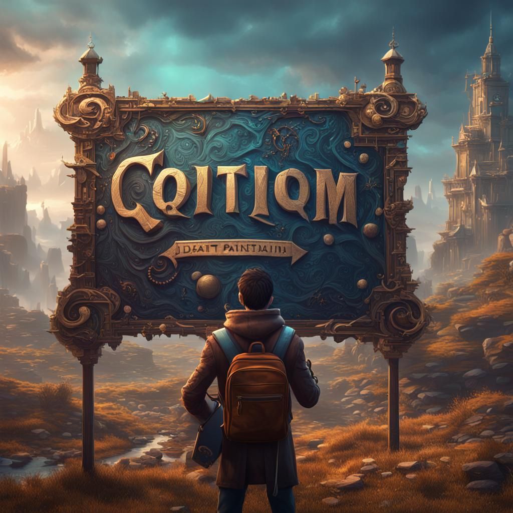 A guy holding a sign saying QOTD - AI Generated Artwork - NightCafe Creator