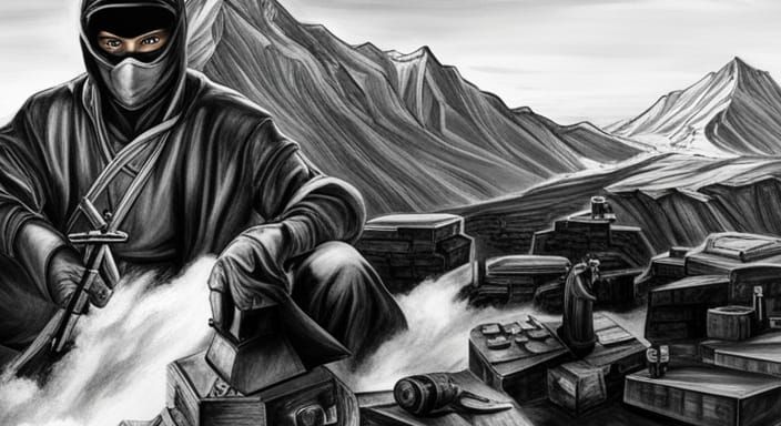 Ninja, Expensive wooden Chess set on top of mountain top with glacier ...