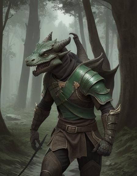 Dragonborn Ranger in woods - AI Generated Artwork - NightCafe Creator