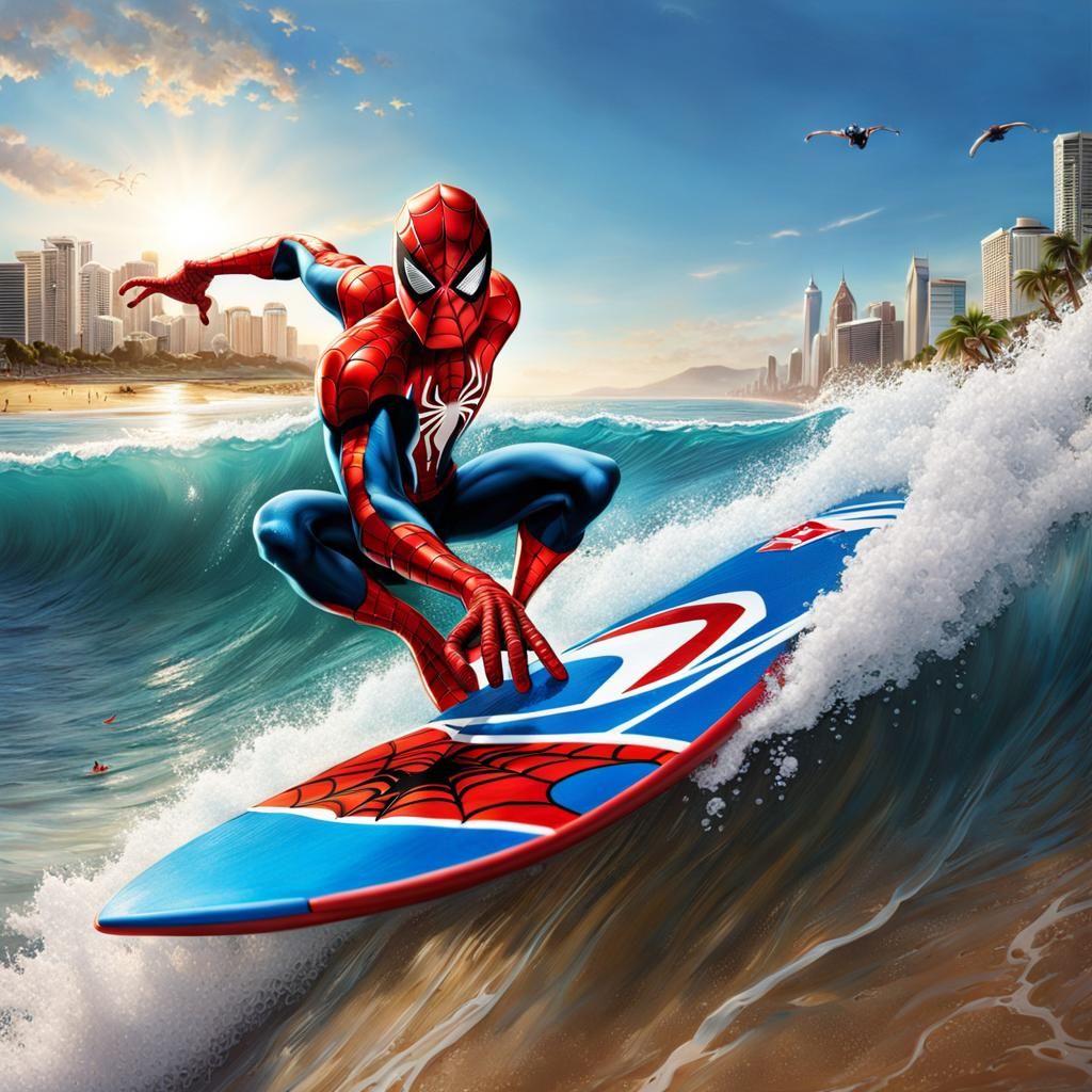 Spider-Man Surfing - AI Generated Artwork - NightCafe Creator
