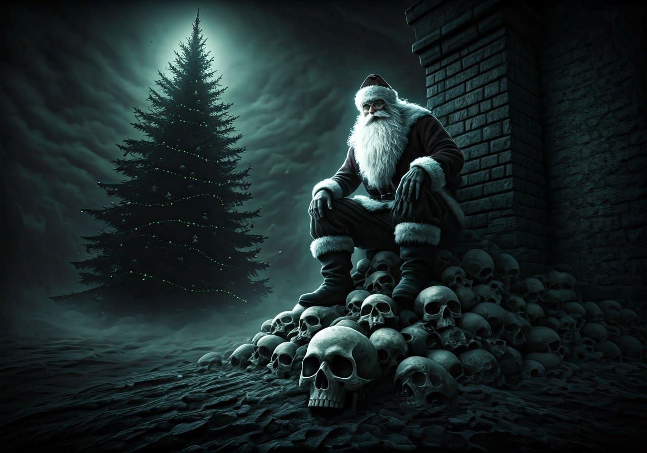 Dark Fantasy Santa Claus in Haunted House Chimney ... - AI Art