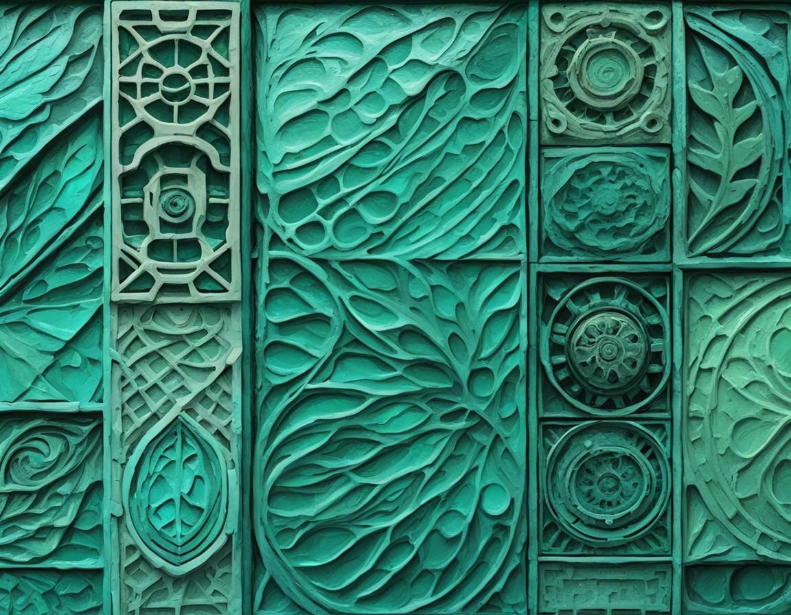 Verdigris_Color Palette intricate design sidewalk, gouache impasto ...