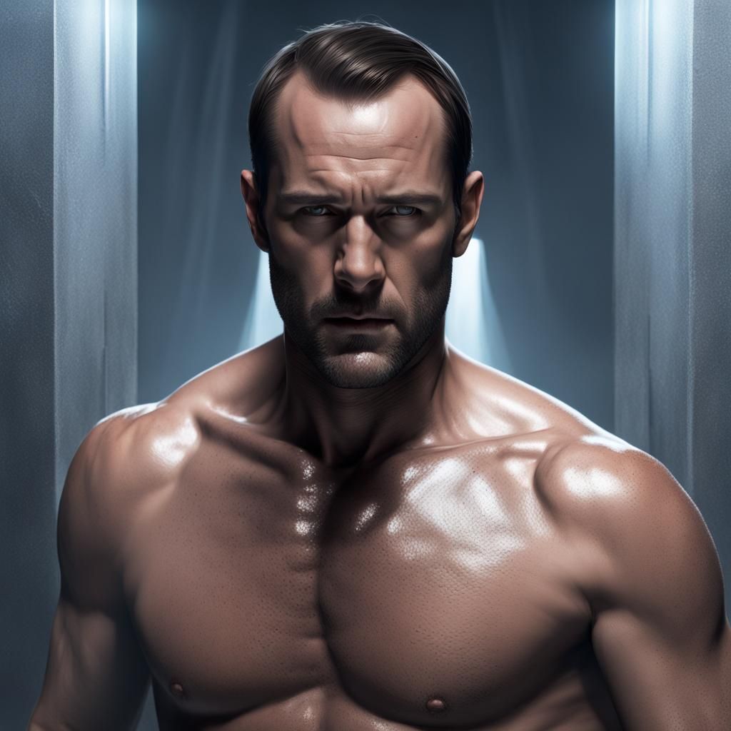 Sullivan Stapleton shirtless in carbonite against a hazy, dimly lit ...