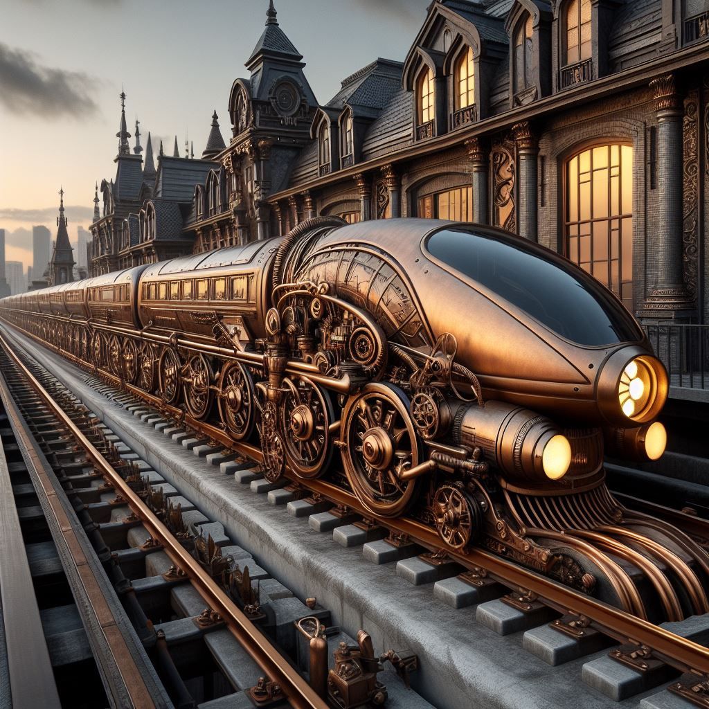 Steampunk Bullet Train - AI Generated Artwork - NightCafe Creator